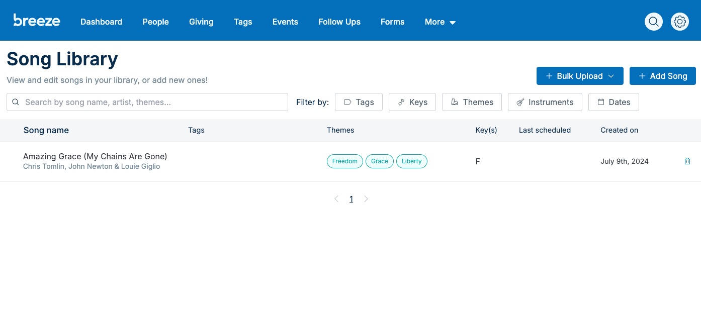 How to Search Your Song Library – Breeze Church Management