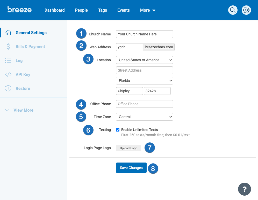 Manage Account Settings – Breeze Church Management